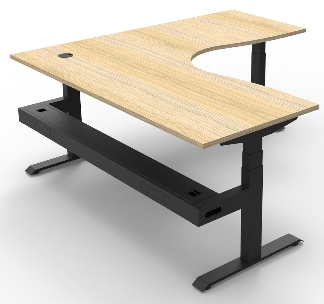 Boost+ Dual Motor Corner Electric Sit Stand Desk [Add Cable Tray: Yes ...