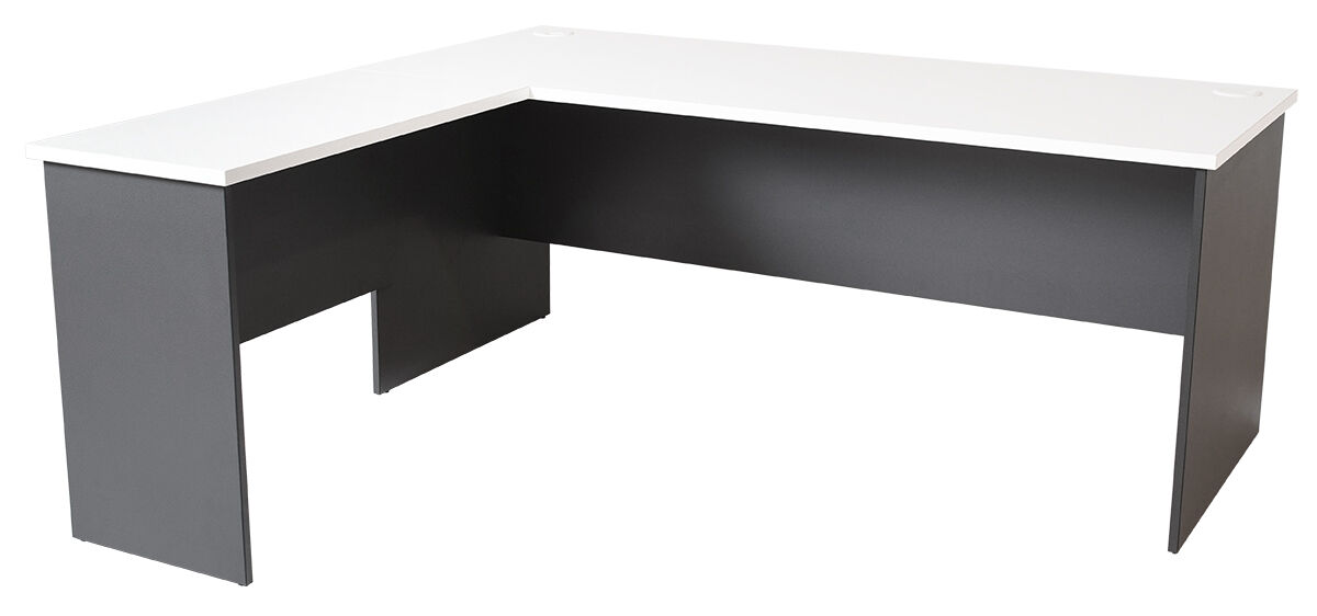 Express Office Desk with Return White & Ironstone - 1800 x 750 Desk ...