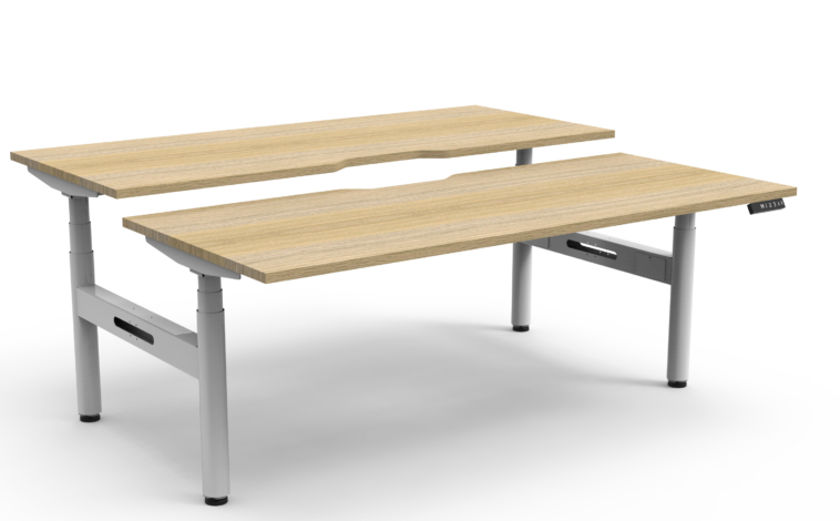 Halo+ Back to Back Height Adjustable Workstation-White Frame New Oak ...