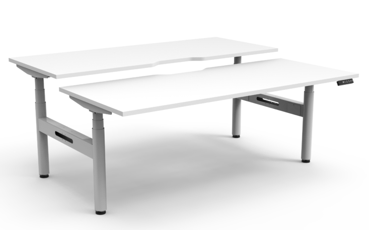 Halo+ Back to Back Height Adjustable Workstation-White Frame White Top ...