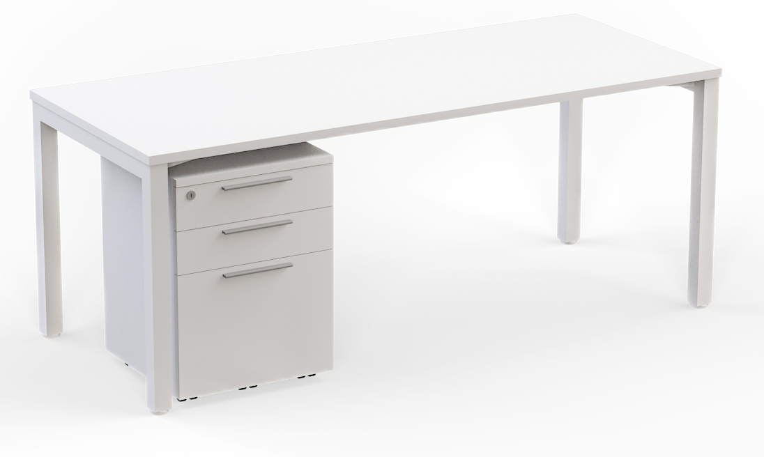 Axis White Home Office Desk with Mobile Pedestal