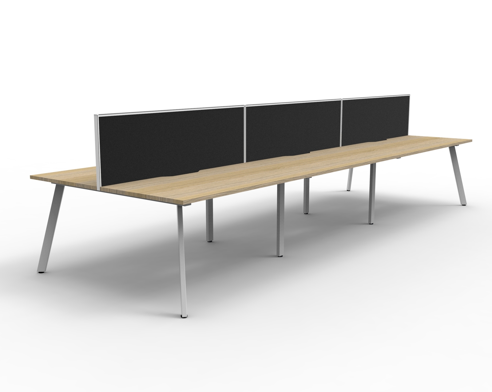 Eternity 6 Person Double Sided Desk With Screen | White Frame